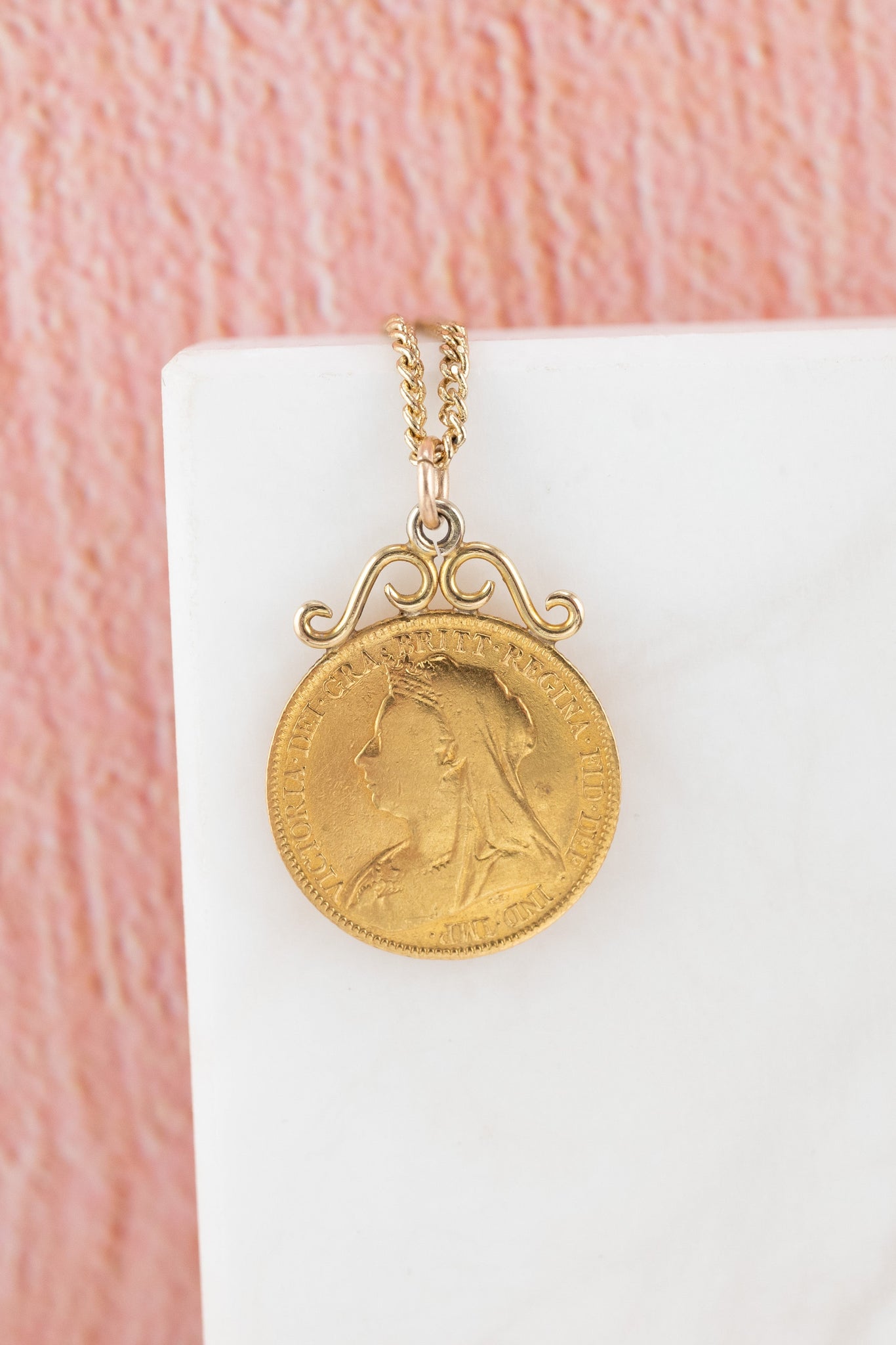 Antique 1896 Half Sovereign Pendant Queen Victoria 'Old Head'
