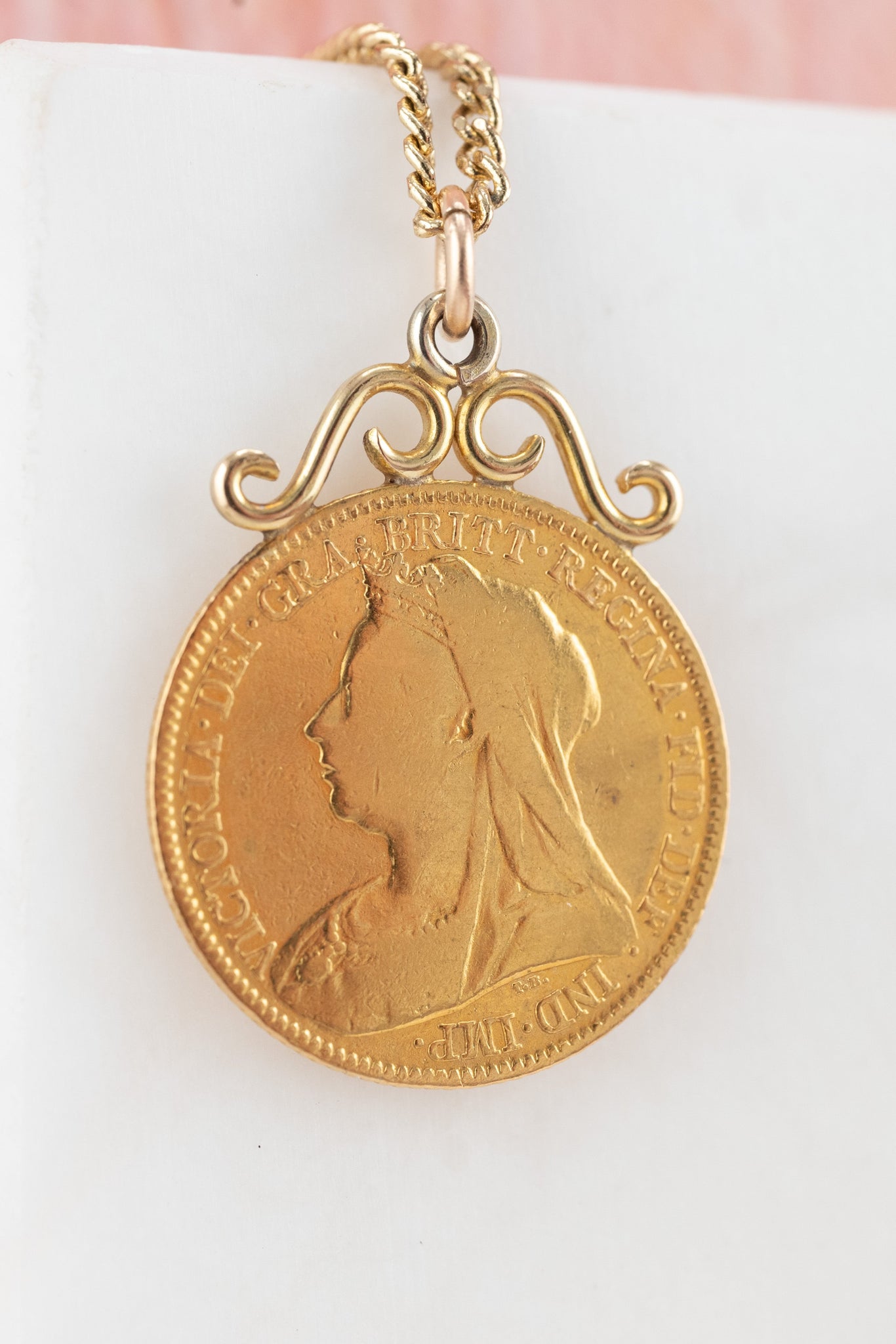 Antique 1896 Half Sovereign Pendant Queen Victoria 'Old Head'