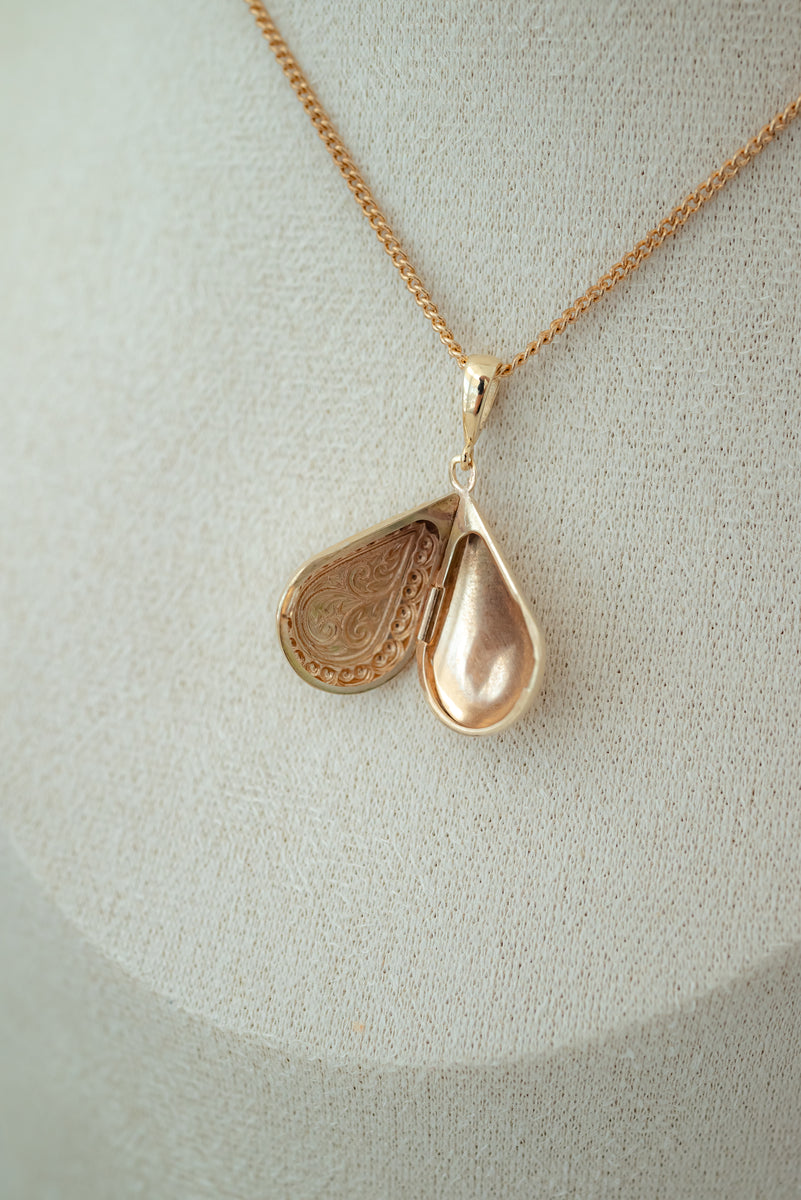 9ct Gold Pear Locket Pendant