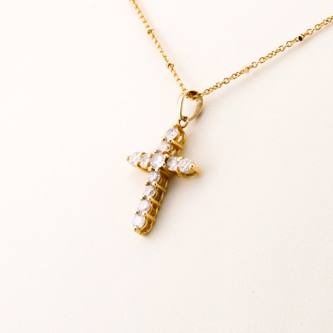 18ct Gold Diamond Cross Pendant 1ct TDW